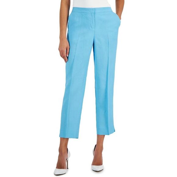 Kasper | Pants & Jumpsuits | Kasper Womens Blue Solid Pleated Midrise ...